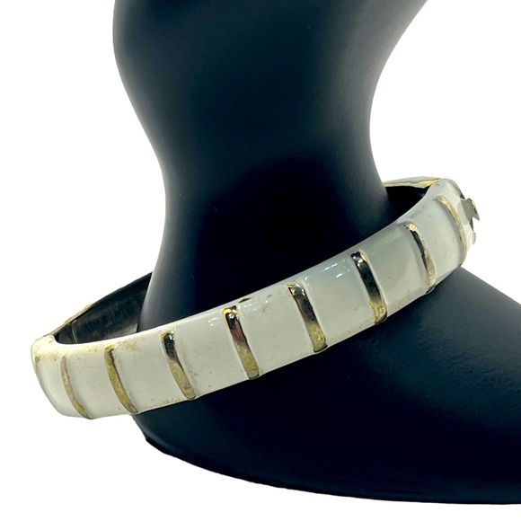 Trifari | Jewelry | Crown Trifari 95s White Enamel Silver Tone Striped ...